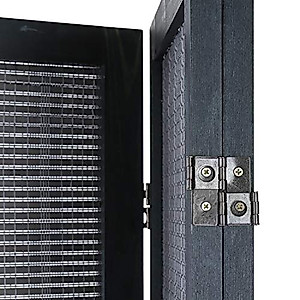 MyGift 4-Panel Bamboo Woven Wood Room Divider Privacy Folding Screen Partition with Dual-Action Hinges, Gray