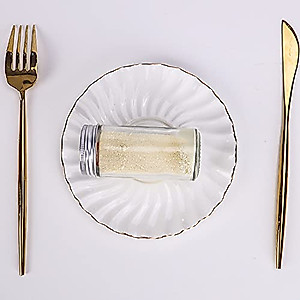 Tebery 12 Pack Round Spice Bottles 3oz Glass Spice Jars with Silver Metal Lids, Shaker Tops, Wide Funnel and Labels