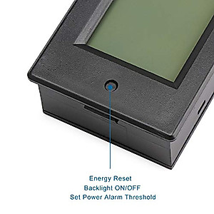 DROK® Small Digital Multimeter, DC 6.5-100V 50A Voltage Amperage Power Energy Meter DC Volt Amp Tester Watt Meter Gauge Monitor LCD Digital Display with Blue Backlight with 50A/75mV Shunt