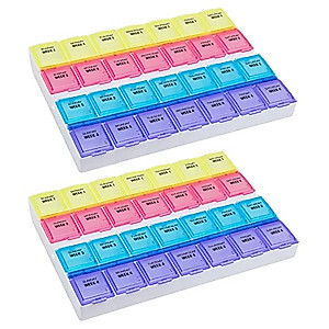 Ezy Dose 28-Day Monthly Pill Medtime Planner Organizer Case 4 Week Daily Supplement Vitamin Box (28 Day - 2 Pack)