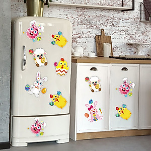 GonLei 24pcs Easter Stickers for Kids, Make Your Own Easter Sticker for Boys Girls, Easter Eggs Bunny Chick Farm Animal Lamb Face Stickers for Family Schools Classroom Activities Party Favor Supplies