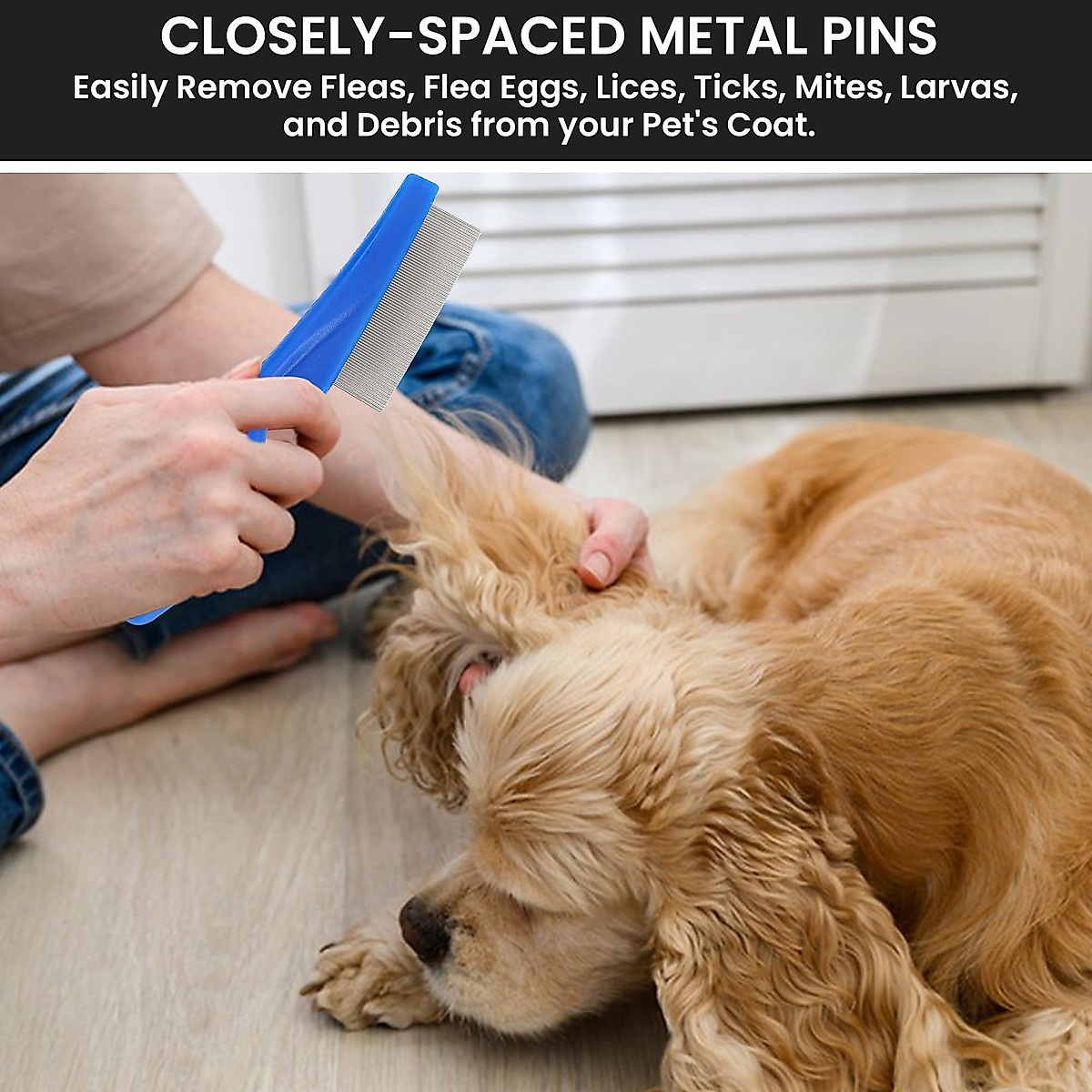 Lice Removal Comb Kit 7 Pcs, Flea and Tick Comb Lice Treatment, Stainless Steel Thread Dandruff Comb, Nit Combs for Thick Hair, Kids, Adults & Pets