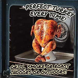 Sittin' Turkey Ceramic Beer Can Roaster & Steamer- Easily Infuse Marinades & BBQ flavors For Juicier, Flavorful Meat- XL Base Perfectly Cooks Up to an 18lb Turkey for Christmas Meals & Holiday Parties