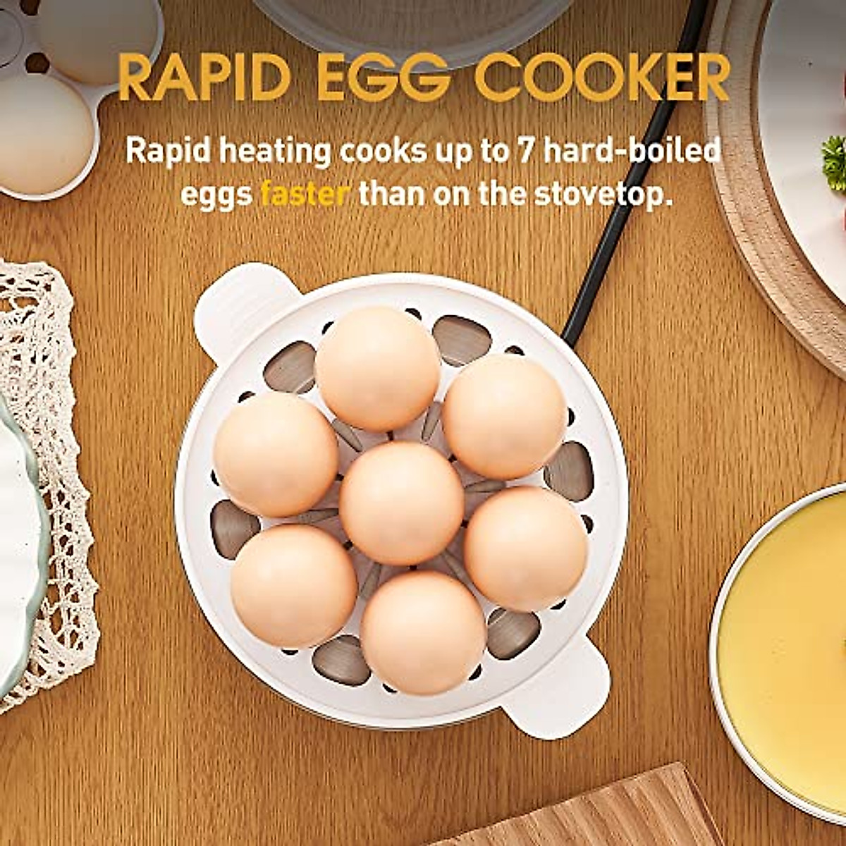 Naibson Rapid Electric Egg Cooker and Poacher with Auto Shut Off for Omelet, Soft, Medium and Hard Boiled Eggs - 7 Egg Capacity Tray, Single Stack, Green