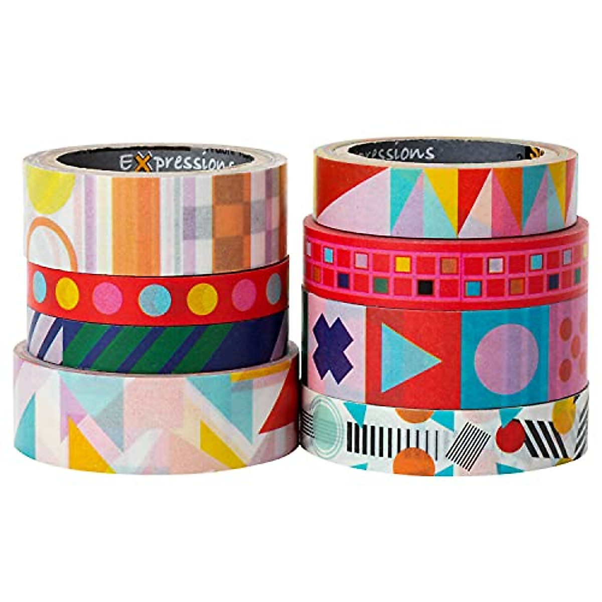 Scotch Washi Tape, Geo Madness Design, 8 Rolls, Great for Bullet Journaling, Scrapbooking and DIY Décor (C1017-8-P18)