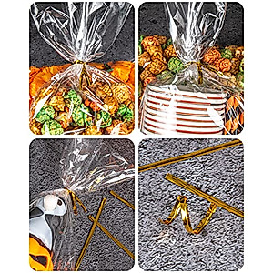 Labeol 160pcs Clear Cellophane Bags 7X14 Treat Bags with Ties Goodie Bags Clear Gift Bags for Packaging Popcorn Party Favor Cookie Candy Bakery Plastic Gift Wrap