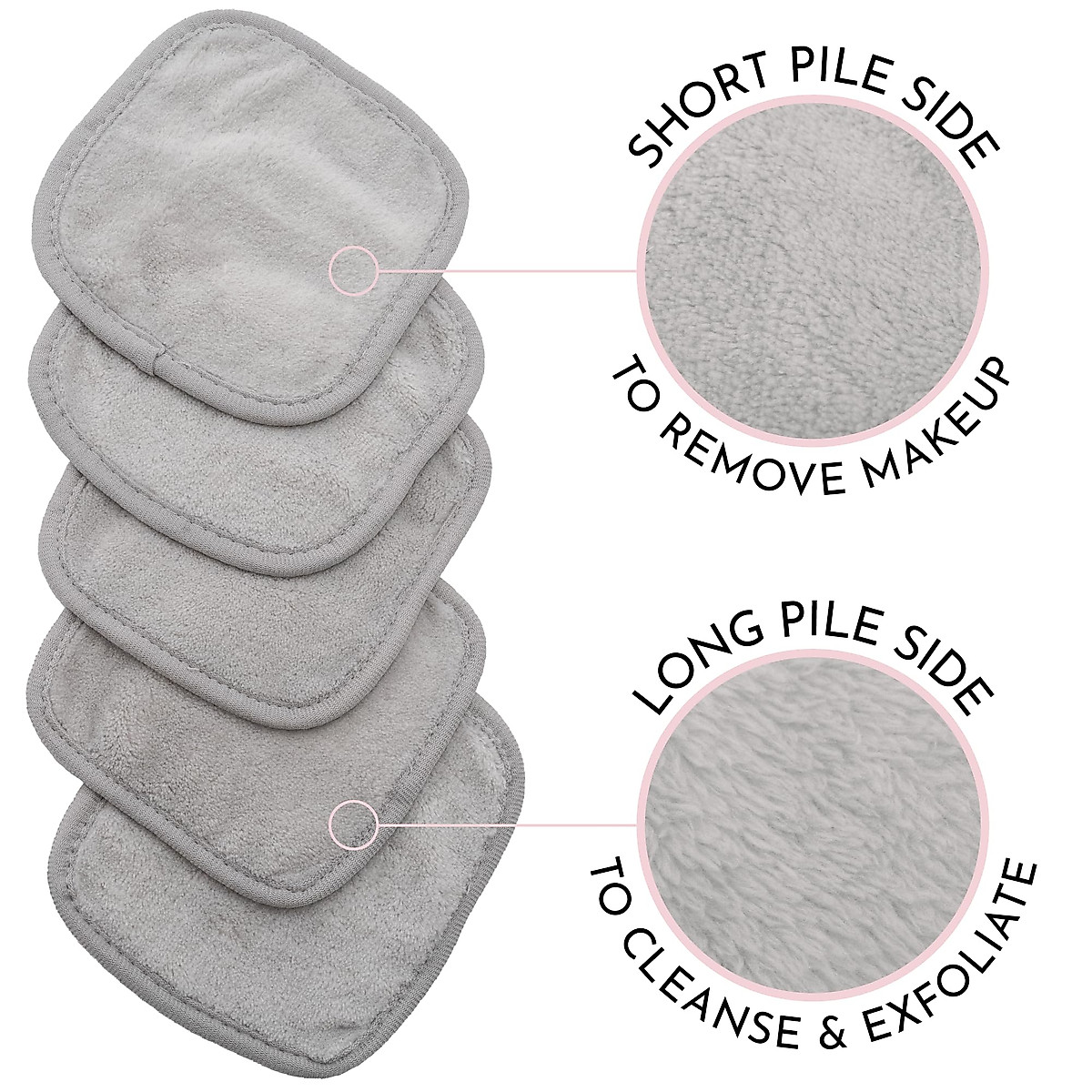 S&T INC. Reusable Makeup Remover Wipes, Microfiber Face Cloths for Washing Makeup and Oil from Skin, Travel Essentials, Grey, 5 Inch x 5 Inch, 5 Pack