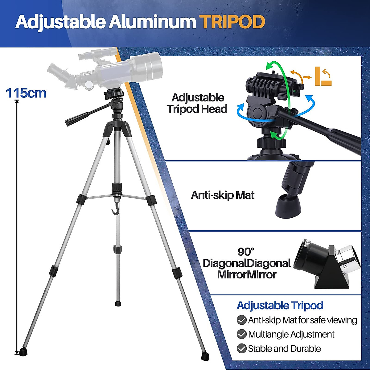 Telescope for Kids Beginners,70MM Astronomy Monocular Telescopes with Backpack, Adjustable Tall Tripod