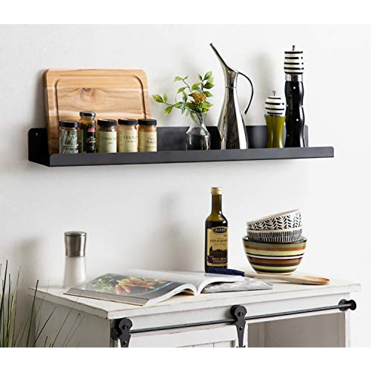 Kate and Laurel Mezzo Modern Metal Ledge Shelf, 36", Black, Contemporary Floating Accent Shelf