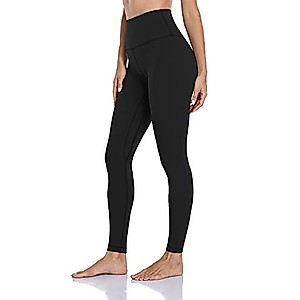 HeyNuts Essential High Waisted Yoga Leggings for Tall Women, Buttery Soft Full Length Workout Pants 28'' Black M(8/10)