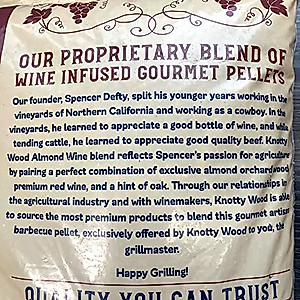 Knotty Wood Barbecue Almond Cabernet Cooking Pellets BBQ Smoker Red Wine Oak Blend 100% Pure Natural Almond Wood No Fillers Oils or Additives Two 20# Bags, 40 lbs Total