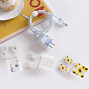 Cute Flower Cable Protector for iPhone Charger Cover Camellia Floral Unique Design for Women Girls Pattern Data Cable Phone Charger Data Line Earphone Wire Bite Saver for iPhone 14 13 12 Charger