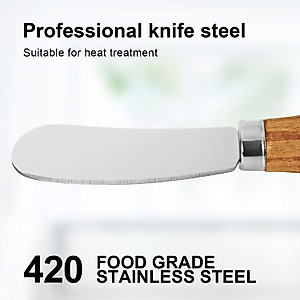 Cheese Knife Set, Cute Standing Butter Knife Food Grade 420 Stainless Steel Cheese Spreader Knives Butter Spreader with Wooden Handle for Fruit, Picnic,Charcuterie , Party, 4.7 Inch, 2 Pieces (2 pack)