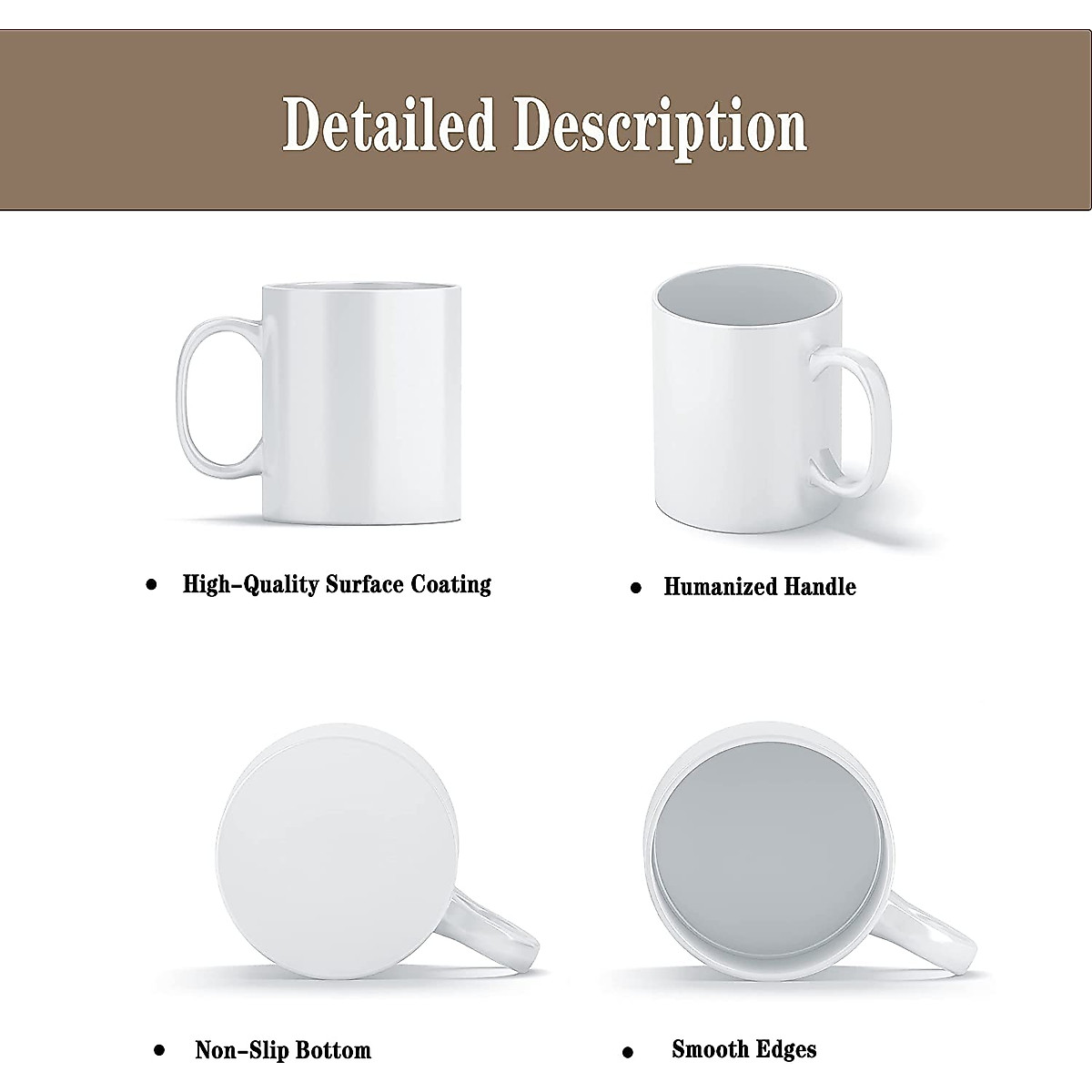 TANGLONG Sublimation Mugs,Sublimation Mugs Blank,Sublimation Mugs 15 oz,Sublimation Coffee Mugs,Bulk Mugs for Coffee,Latte,Hot Cocoa Set of 12