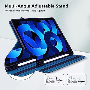 Varohix Case for iPad Air 5 2022 case/iPad Air 4 2020 case 10.9 inch Premium Leather Case Folio Magnetic Cover Card Holder with S Pen Holder and Auto Sleep/Wake for iPad Air 10.9,Navy Blue