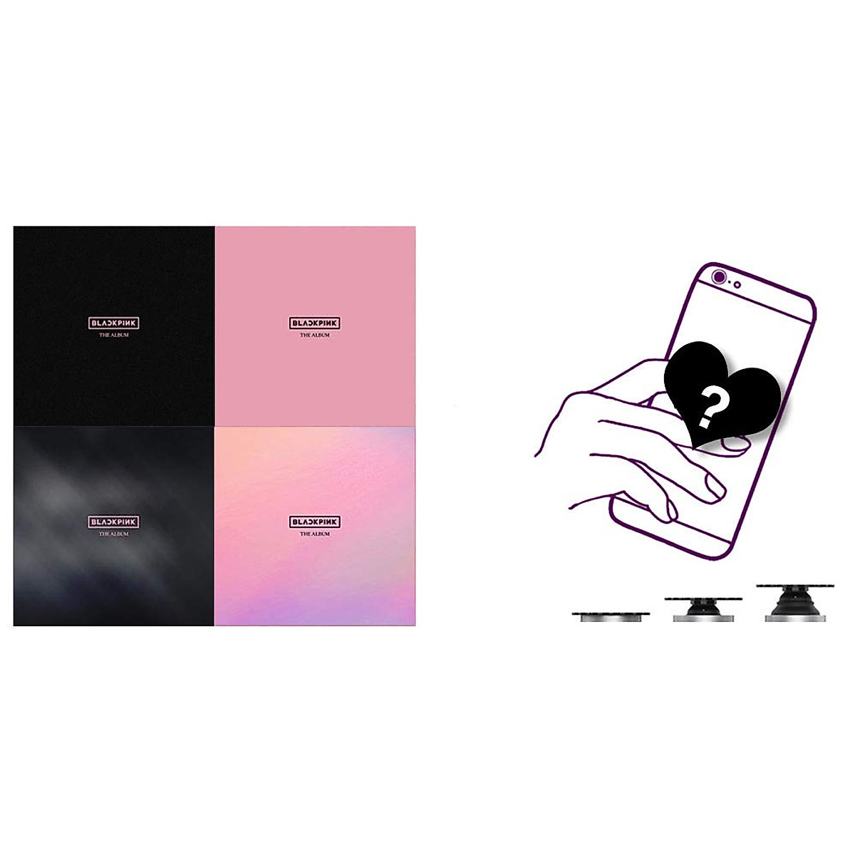 Blackpink 1st Full Album The Album Set (Version 1,2,3,4) (Incl. Blackpink Mobile Grip Holder, Blackpink Transparent Photocard Set)