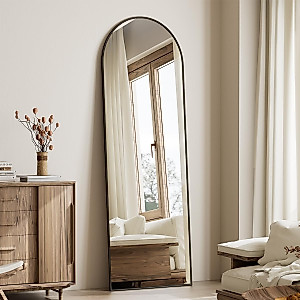 Koonmi Arched Full Length Mirror, 58"x18" Black Mirror Full Length, Standing Hanging or Leaning Full Body Mirror with Aluminum Alloy Frame for Living Room and Bedroom