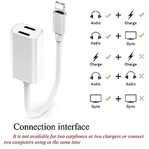 [Apple MFi Certified] iPhone Adapter & Splitter, 2 in 1 Dual Lightning Headphone Jack Aux Audio & Charge Adapter Dongle for iPhone 13/12/SE/11/XS/XR/X/8/7 Support Call + Charge + Sync + Music Control