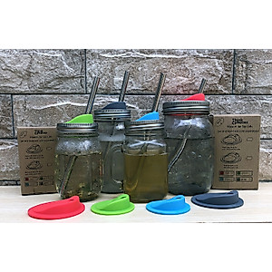 THINKCHANCES Reusable Food Grade and BPA Free Silicone Circulr Straw Hole Coffee Juice Drinking Sip Lid for Mason, Ball, Canning Jars (Wide Mouth, Grey) 6 Pack