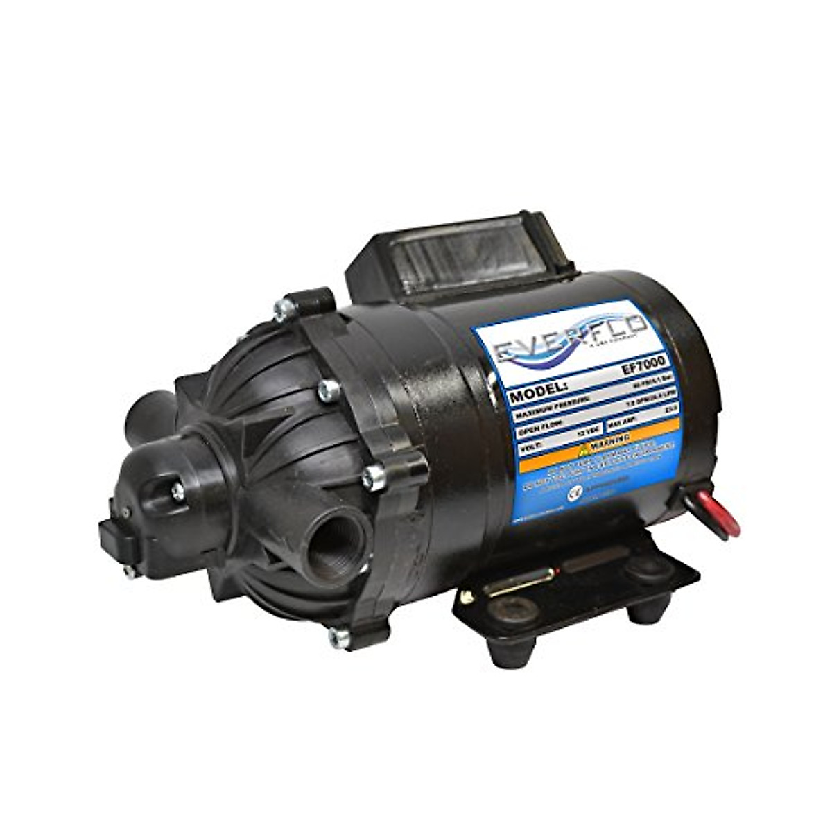 Everflo EF7000-BOX 7.0 GPM 12V Diaphragm Pump-1/2 FNPT Ports, Black