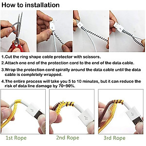 Rancco Cable Protector/Wire Repair/Pets Chew Cable Protector/Headphone Saver, 8 Pc Spiral Cable Strain Relief Cable Wrap Tube Charger Cord Sleeve, USB Date Cable Saver[3.9ft/pc]
