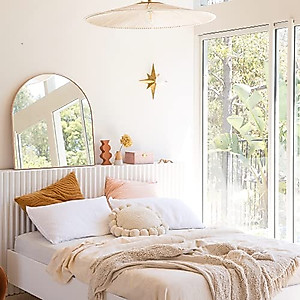 Banilla Bohemian Round Pillow Cover 16 Inch | 100% Cotton Decorative Pillow Hand Tufted with Chunky Textured Poms | Boho Throw Pillow for Bed or Couch | Natural White Throw Pillow Cover