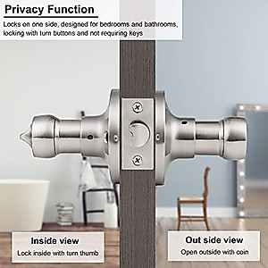 Knobonly 10 Pack Satin Nickel Door Lever Privacy Door Handles, Stainless Steel Door Handle Interior, Keyless Lock for Bedroom or Bathroom
