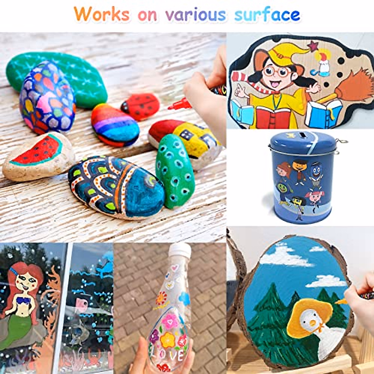 20 Colors Acrylic Paint Marker Set Acrylic Paint Pens, Quick Dry Paint Markers Set for Metal Rock Painting Canvas Wood Glass Plastic Fabric DIY Art Craft Painting Supplies