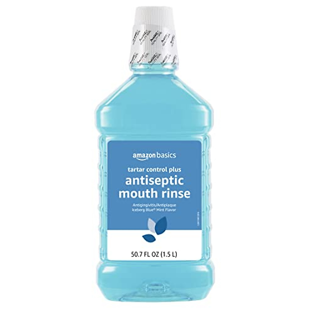 Amazon Basics Tartar Control Plus Antiseptic Mouth Rinse, Iceberg Blue Mint, 1.5 Liters, 50.7 Fluid Ounces, 1-Pack (Previously Solimo)