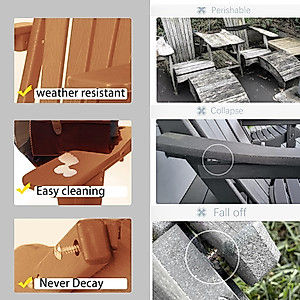 Plawdlik Folding Adirondack Chair,SGS Tested,Wooden Textured with Cup Holder,Widened Heavy All-Weather HDPE Comfortable Seating for Ourdoor Teak