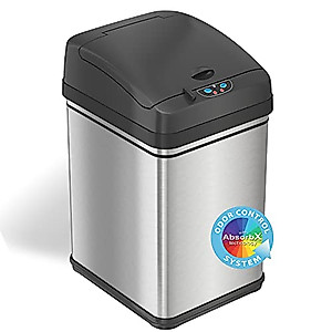 iTouchless 8 Gallon Pet-Proof Sensor Trash Can with AbsorbX Odor Filter, 30 Liter Automatic Kitchen Garbage Bin Prevents Dogs & Cats Getting in, Battery or AC Adapter (Not Included), Stainless Steel