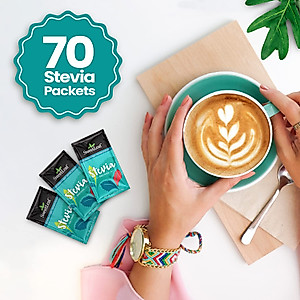 SweetLeaf Stevia Packets - Zero Calorie Stevia Powder, No Bitter Aftertaste, Sugar Substitute for Keto Coffee, Nothing Artificial, Non-GMO Stevia Sweetener Packets, 70 Count