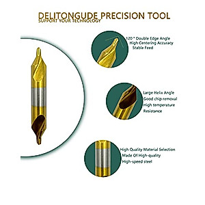 DelitonGude 10pcs of 3.0mm Center Drill Bits Set,High Speed Steel Titanium Coating Drill Bits Kit Countersink Tools for Spotting Lathe Metalworking(3.0mm)