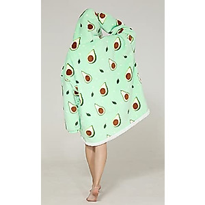 Fyuasto Wearable Blanket Hoodie Super Warm Cozy Soft Printed Sherpa Oversized Sweatshirt Blanket with Pockets One Size Fits All Adult, Avocado Pattern