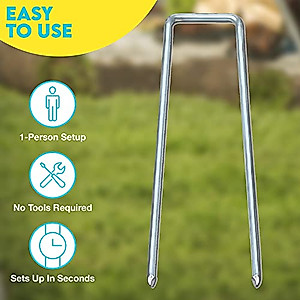 Gray Bunny Landscape Staples, 100 Pack, 6 Inch (15.2 cm) 11 Gauge Garden Stakes, Rust Resistant Galvanized Steel Ground U Shaped Pins to Secure Lawn Fabrics Weed Barrier Covers & Tubing