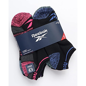 Reebok Women's Low Cut Socks - 6 Pack Soft Cushioned Athletic No Show Socks - Breathable Sports Socks for Women (Size: 4-10), Size 4-10, Stripe Pink/Black