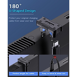 MoKo 180 Degree USB C Adapter with 13.5mm Wider Gap, U Shape USB-C Male to USB-C Female Connector with PD 240W/20 Gbps/8K, USB C 180 Angle Adapter for ROG Ally/Steam Deck/Legion Go/Laptop/Tablet/Phone
