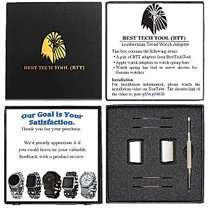 BestTechTool BTT-Stainless Steel-Watch Adapter Compatible with Leatherman Bracelet (Silver-Tread LT, Apple Watch Ultra 2/Ultra/46mm/45mm/44mm/42mm)