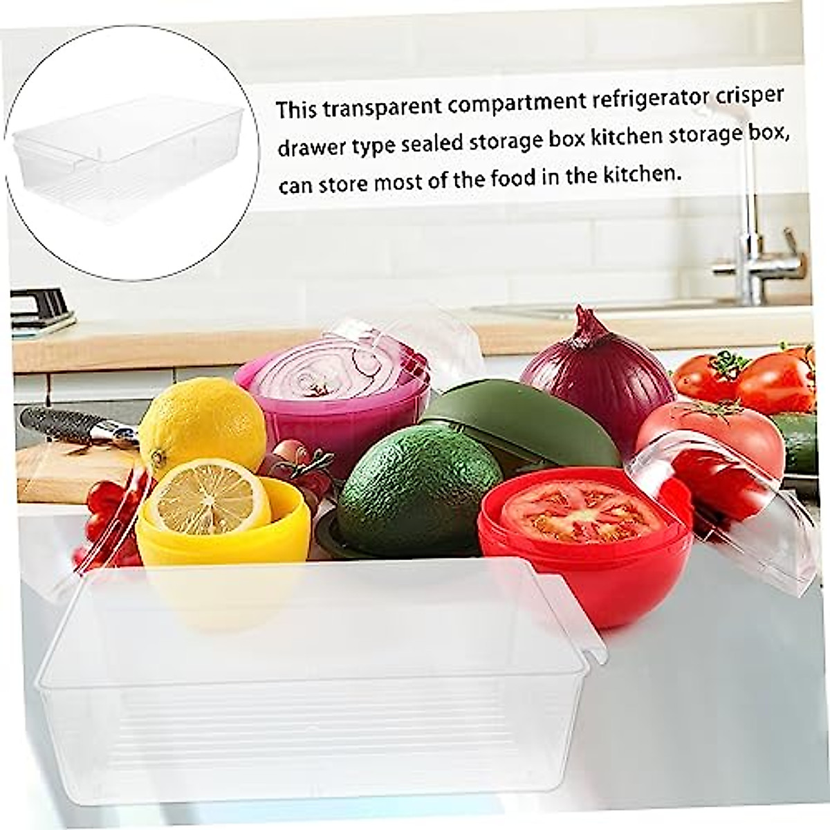 CIYODO Freezer Storage Organizer 5 Compartment Food Containers Lids for Refrigerator