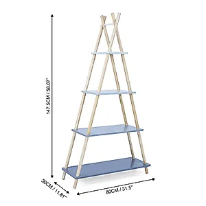 Fantasy Fields - Book Shelf Organizer for Kids with Storage, Toddler Book Display Bookshelf, Kids Wooden Ladder Bookcase Display Shelves - Gray