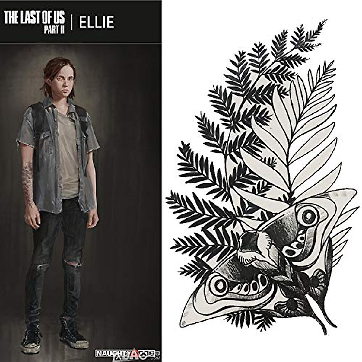 yeyoxin Ellie Temporary Tattoos Last of US 2 Waterproof fake tattoos Cosplay Props Body Sticker Hand Neck Wrist Art Fashion
