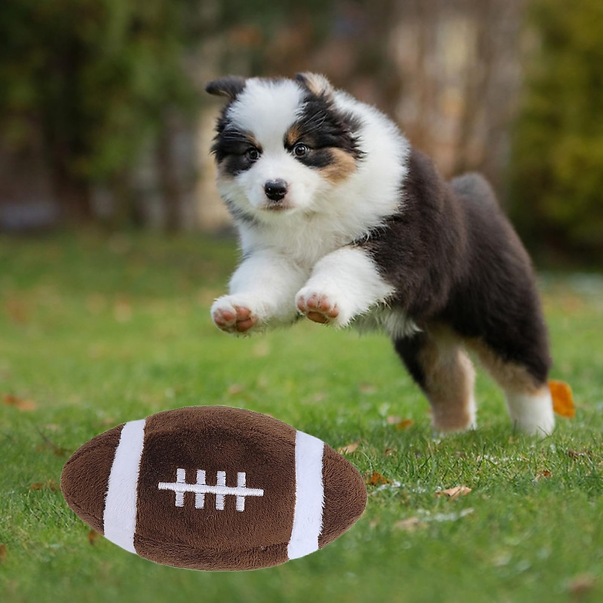 Dog Chew Toys, Durable Dog Chew Toy for Aggressive Chewers, Ball Shape Sports Training Reusable Fluffy Dog Balls Toy, Interactive Dog Teeth Molar Toy for Small Medium Large Puppy Dogs Rugby