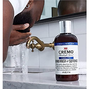 Cremo Citrus Mint Leaf Cooling Beard and Face Wash, Specifically Designed to Clean Coarse Facial Hair, 6 Fluid Oz