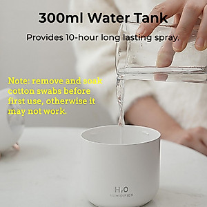 YUNLOVXEE Cat Small Humidifier for Bedroom - 300ml Mini Cool Mist Humidifiers with Night Light, 2 Spray Modes, Ultra-Quiet, Portable Personal Air Humidifier for Women Kids Room Office Desk Car (Pink)