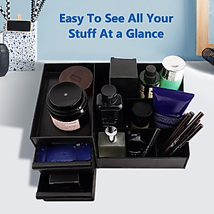 Simbuy Makeup Organizer With Drawers — Countertop Organizer for Cosmetics, Vanity Holder for Lipstick, Brushes, Lotions, Eyeshadow, Nail Polish and Jewelry (White)