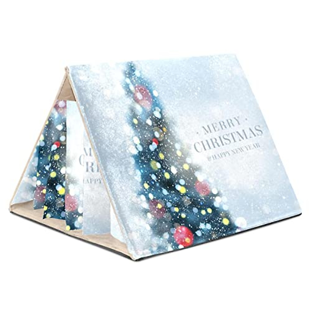 enheng Small Pet Hideout Christmas Tree Background Hamster House Guinea Pig Playhouse for Dwarf Rabbits Hedgehogs Chinchillas