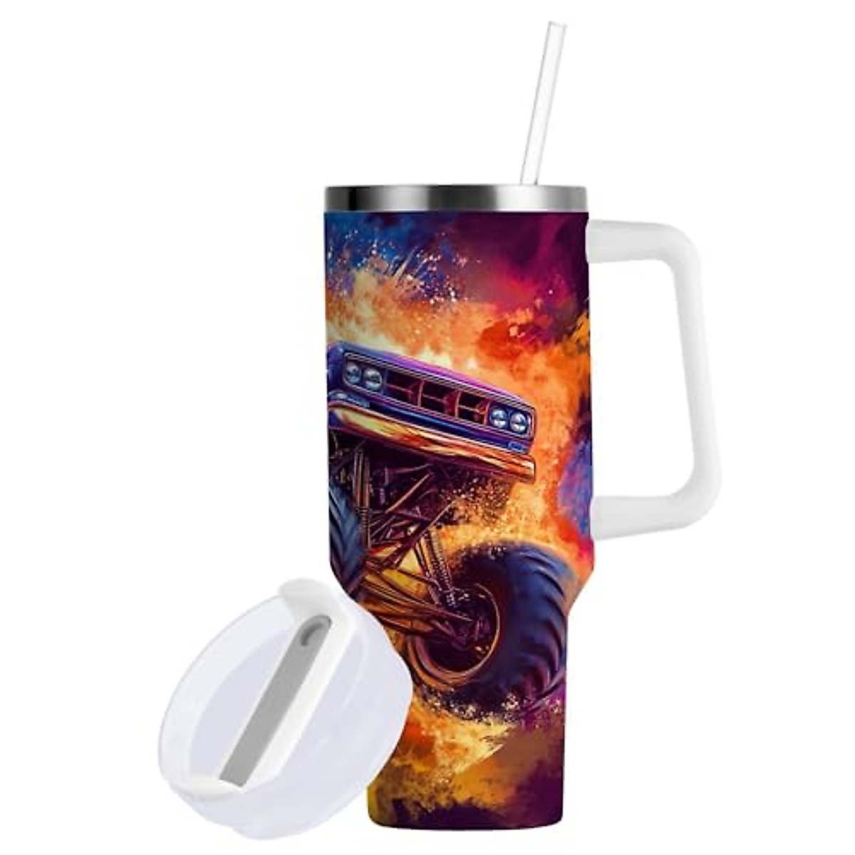 RPLIFE Monster Truck Stainless Steel Cup, Insulated Cups with Lids, Tumblers for Women