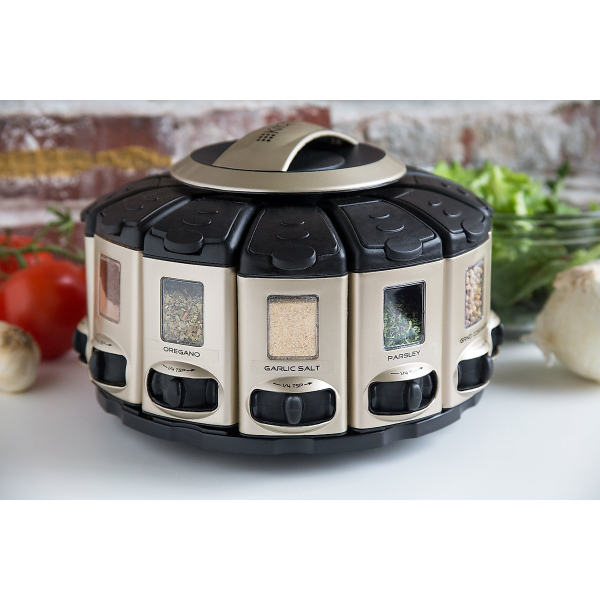 KitchenArt 57010 Select-A-Spice Auto-Measure Carousel Professional Series, Satin