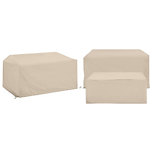 Crosley Furniture Patio Furniture Covers, Waterproof 3-Piece Cover Set for Outdoor Coffee Table, Loveseats, Tan