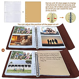 Photo Album 4x6 120 Photos, Leather Photo Albums with Writing Space With 30 Writing Paper, Travel Family Wedding Kids Graduation Ultrasound Baby Picture Album Scrapbook Photo Album